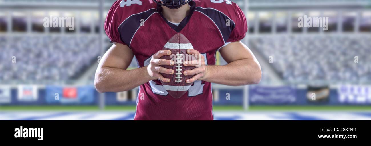 Closeup Portrait of a strong muscular American Football Player on big ...