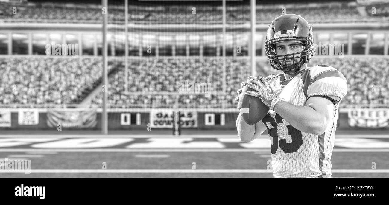 one quarterback american football player throwing ball isolated on big ...