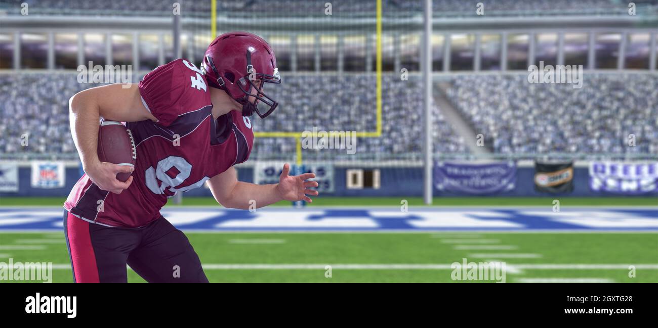 American football Player running with the ball isolated on big modern ...