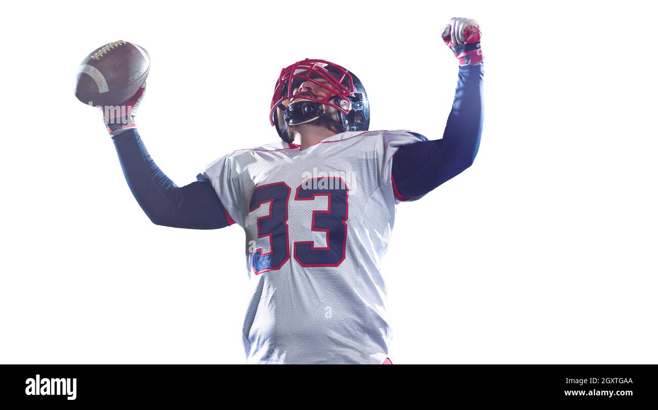american football player celebrating after scoring a touchdown isolated ...