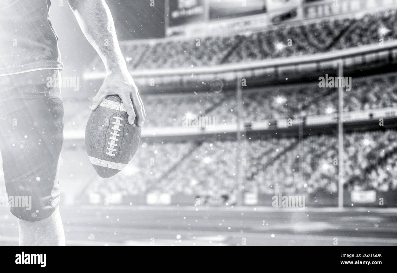 Closeup Portrait of a strong muscular American Football Player on big ...