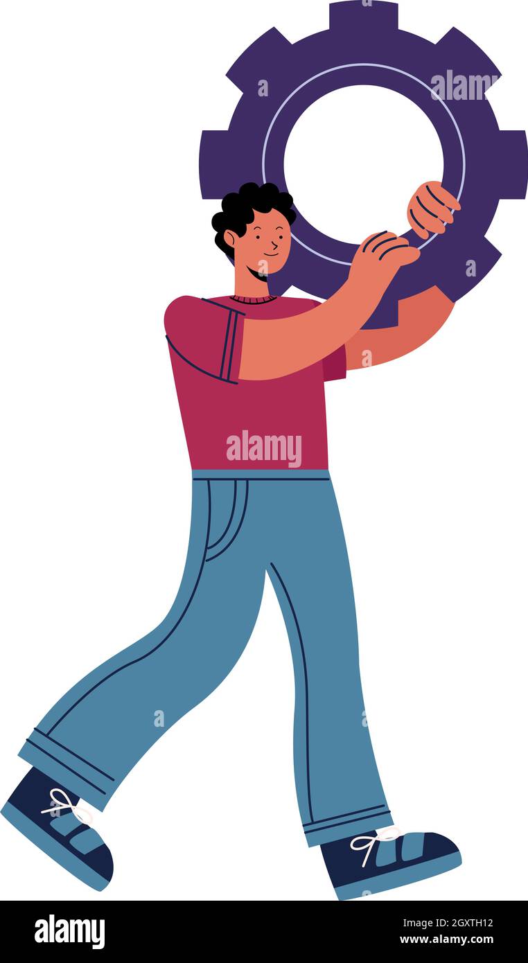 Young man lifting gear Stock Vector Images - Alamy
