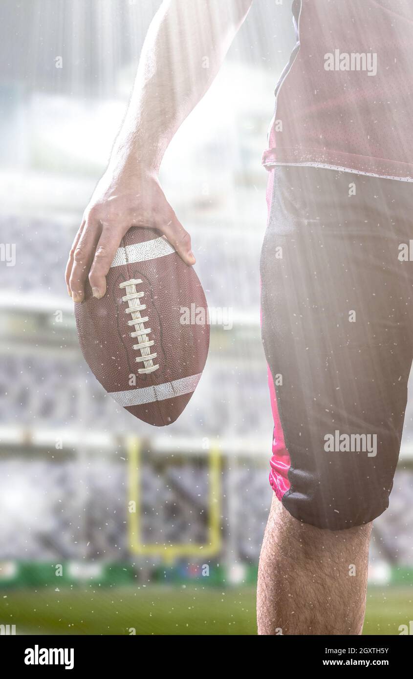 Closeup Portrait of a strong muscular American Football Player on big ...