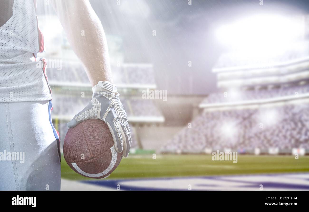 Closeup Portrait of a strong muscular American Football Player on big ...