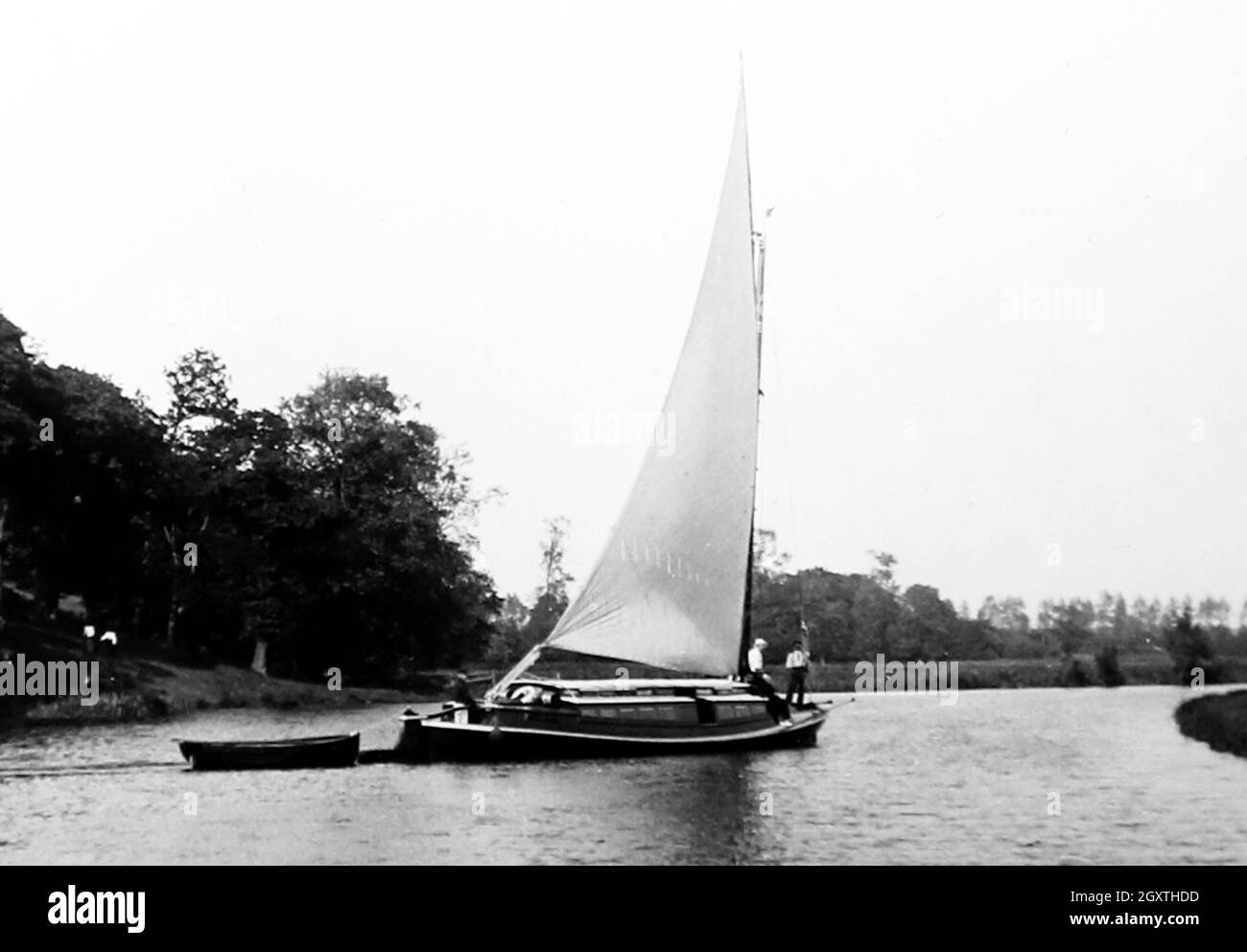 A Norfolk Wherry on the Norfolk Broads, 1920s Stock Photo - Alamy