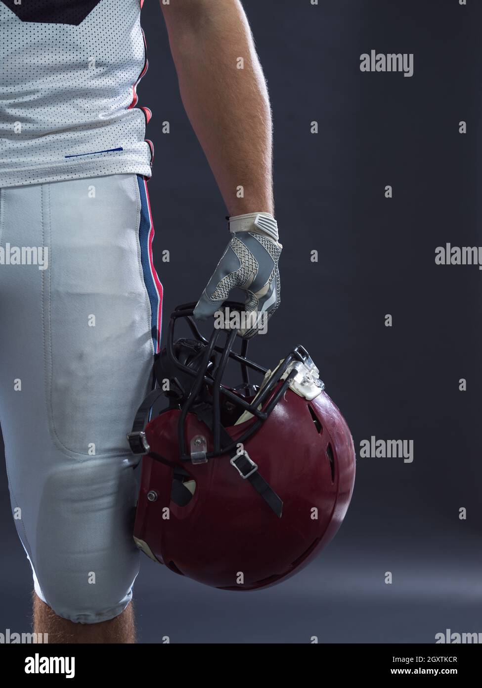 Closeup Portrait of a strong muscular American Football Player isolated ...