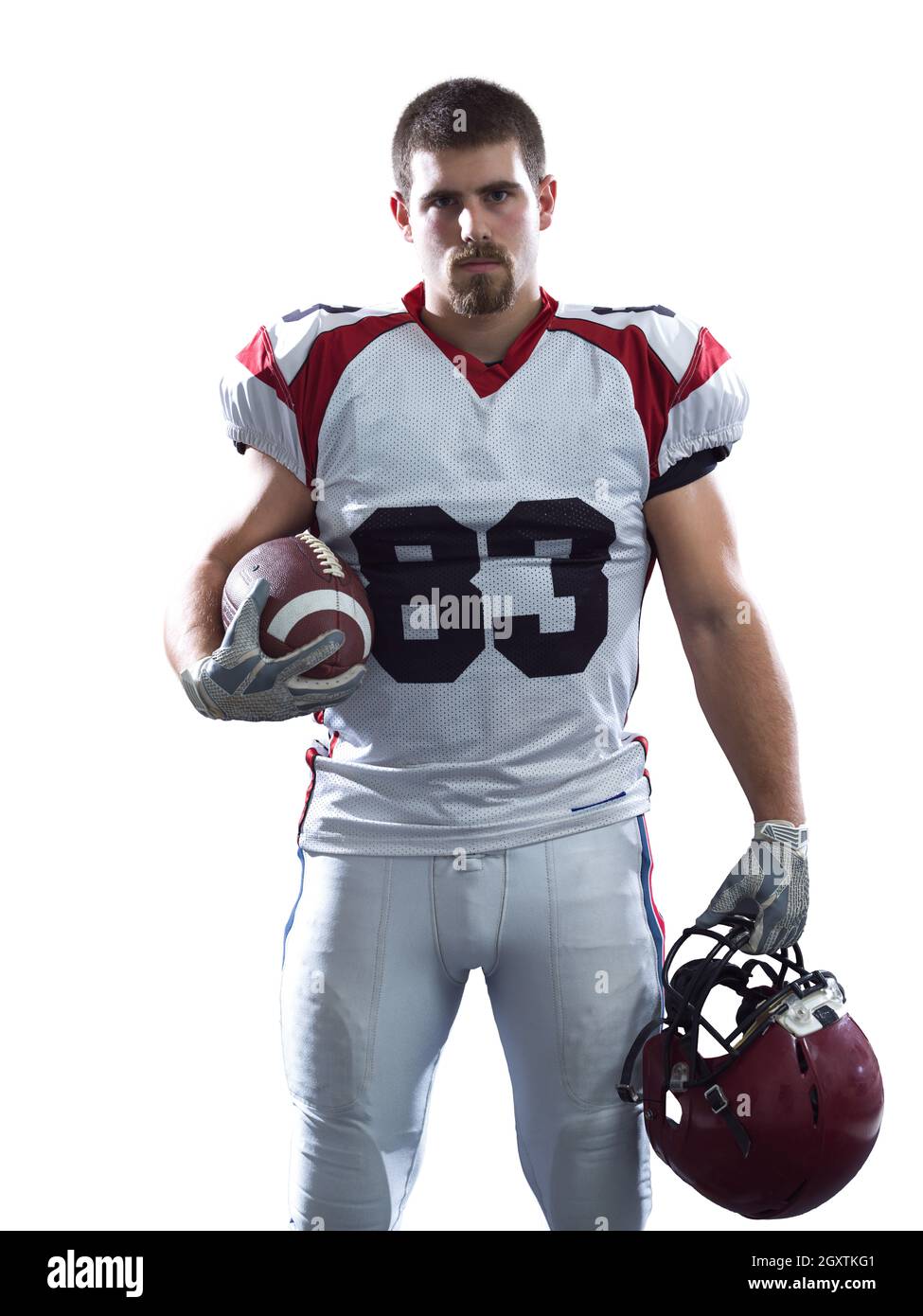 Portrait of a strong muscular American Football Player isolated on ...