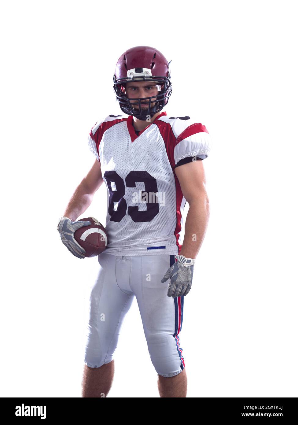 Portrait of a strong muscular American Football Player isolated on ...