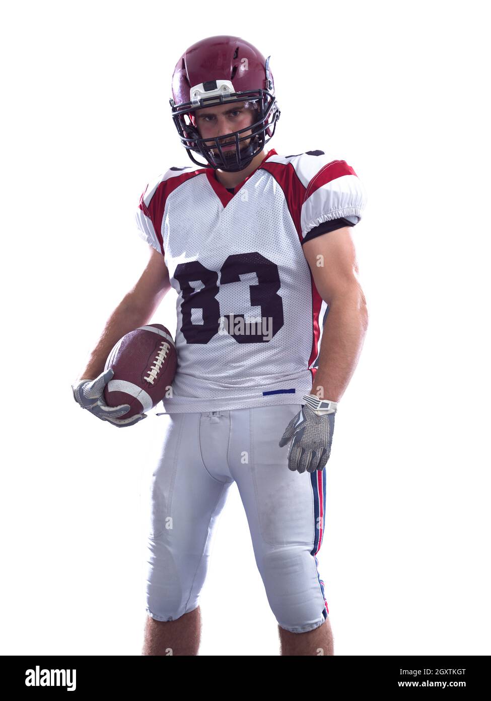 Portrait of a strong muscular American Football Player isolated on ...