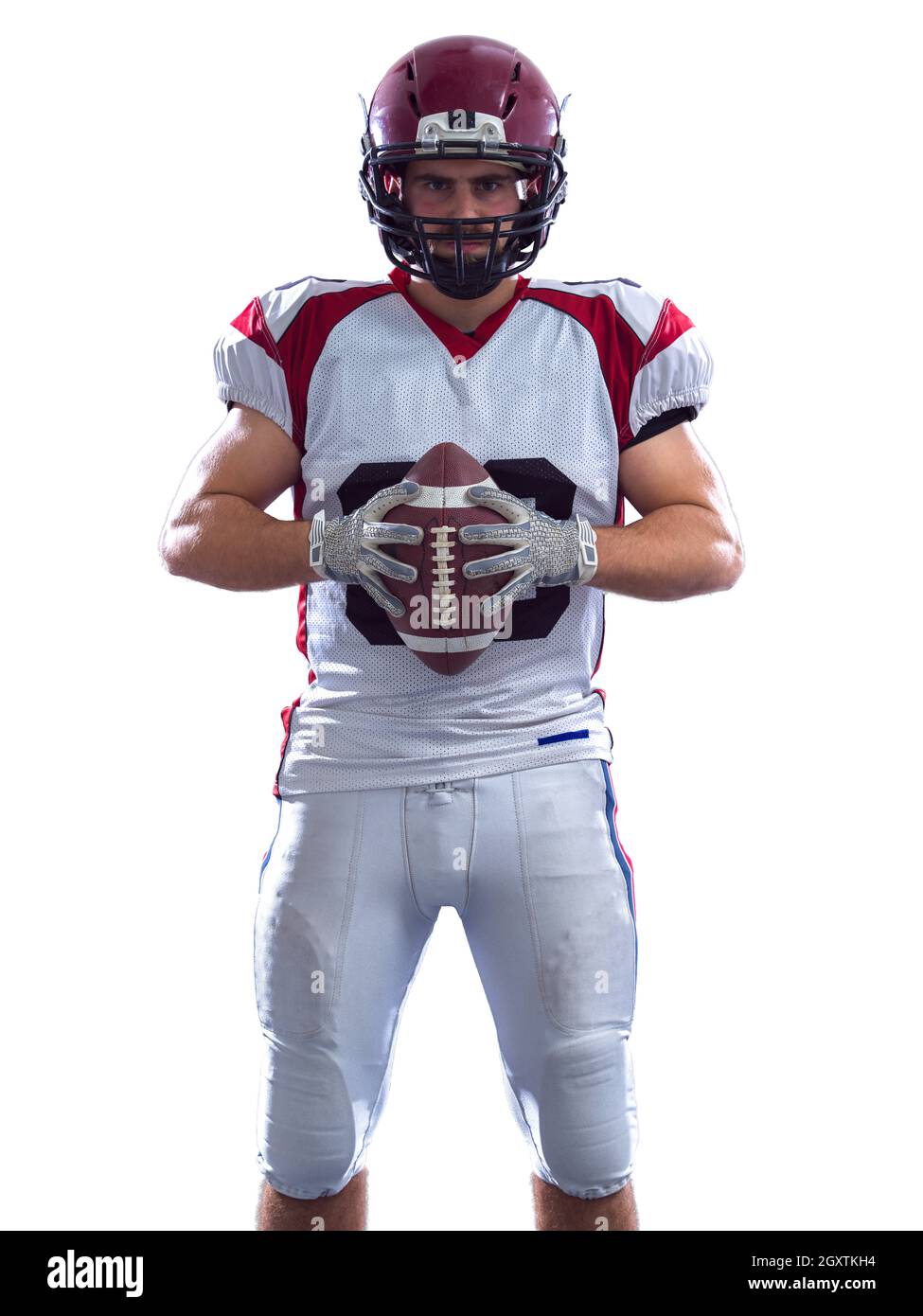 Portrait of a strong muscular American Football Player isolated on ...