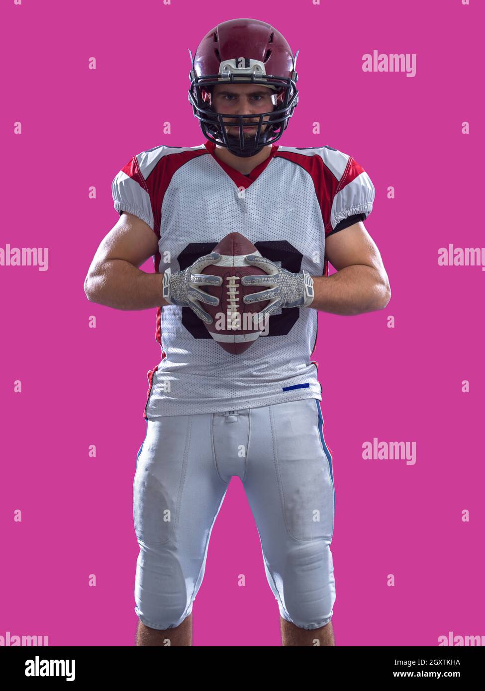 Portrait of a strong muscular American Football Player isolated on ...