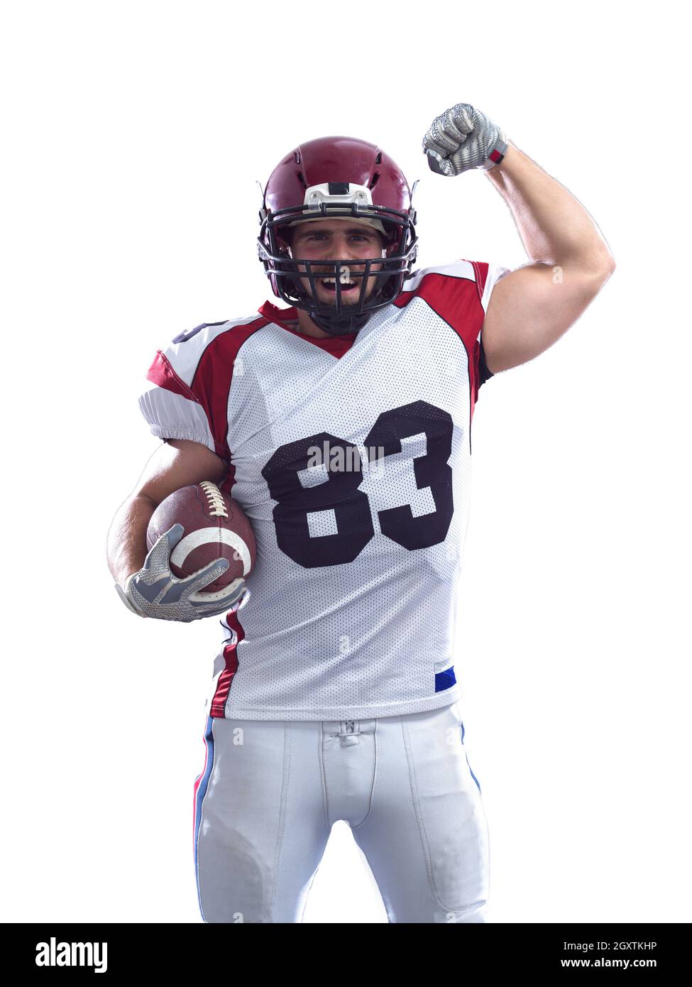 american football player celebrating touchdown isolated on white ...