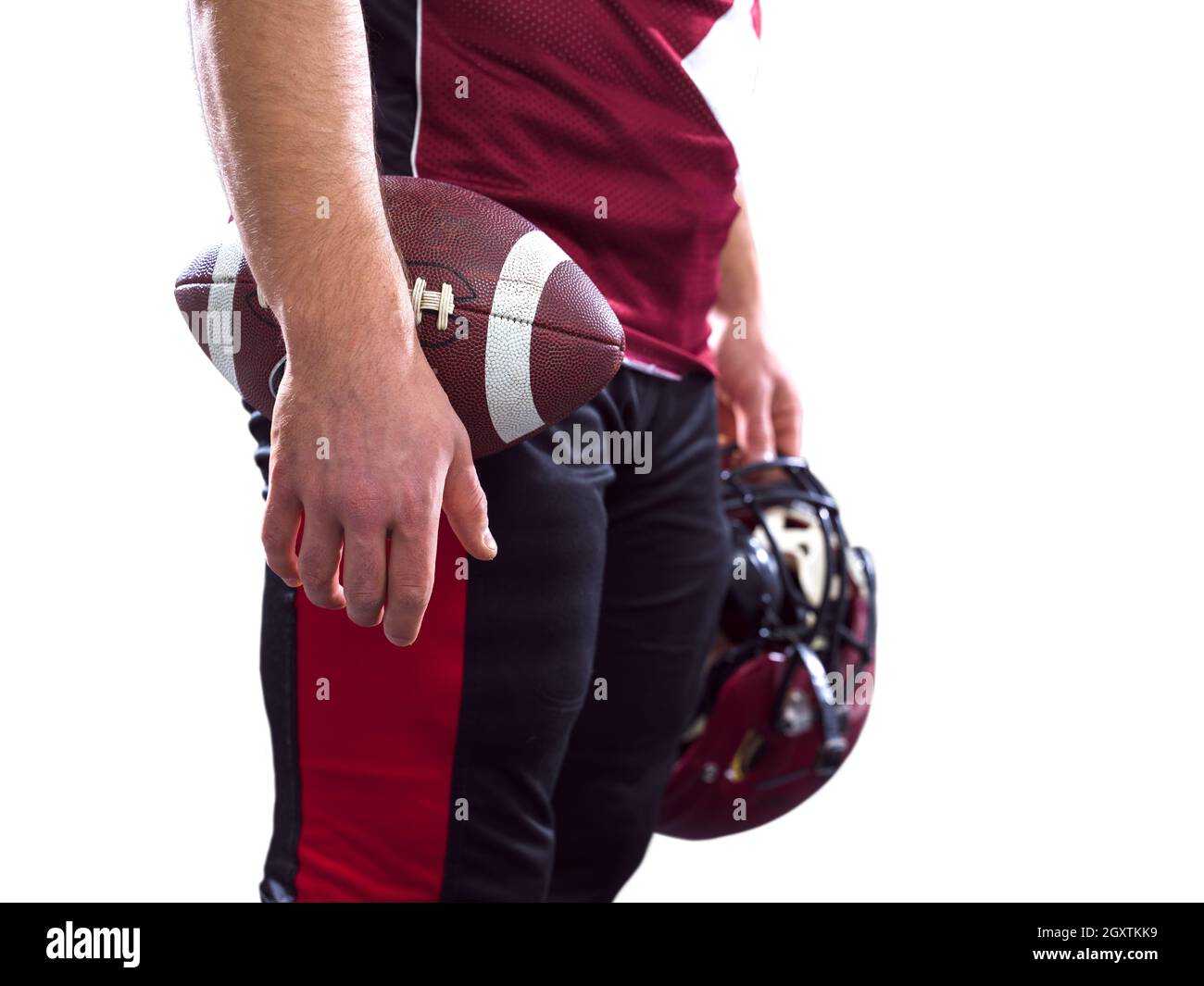 Closeup Portrait of a strong muscular American Football Player isolated ...