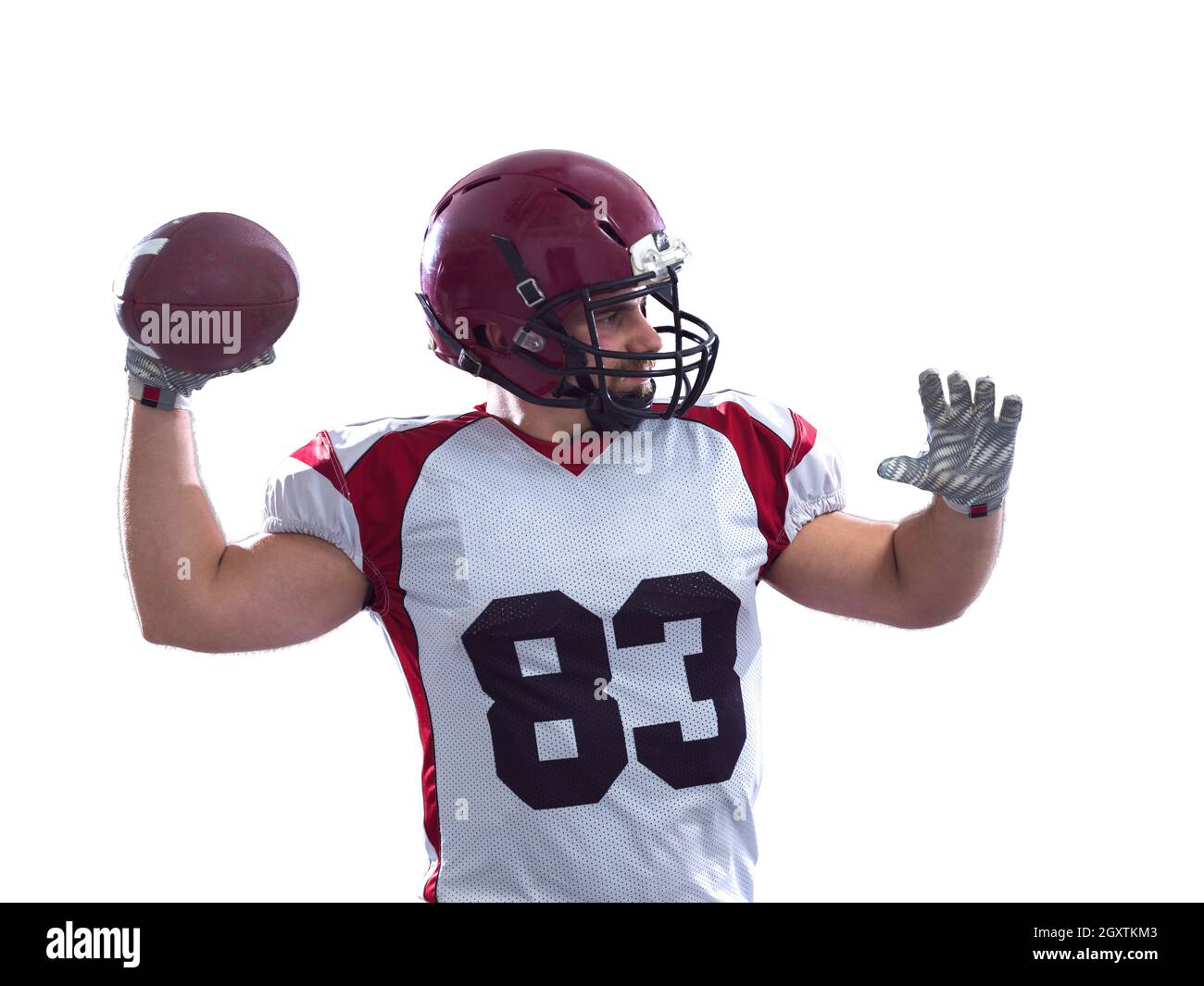 one quarterback american football player throwing ball isolated on ...
