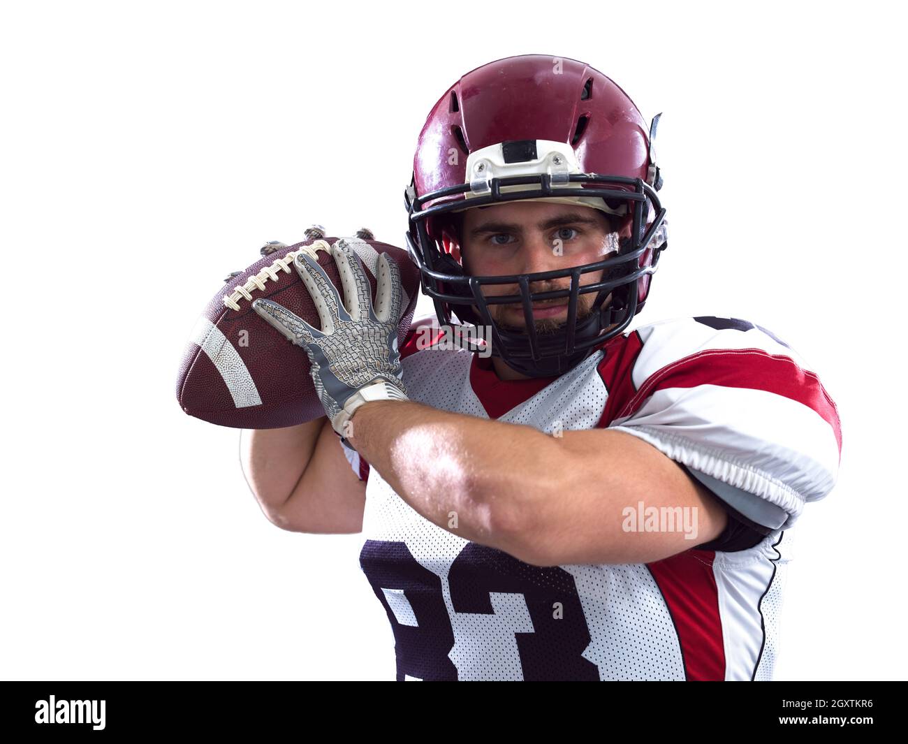 one quarterback american football player throwing ball isolated on ...