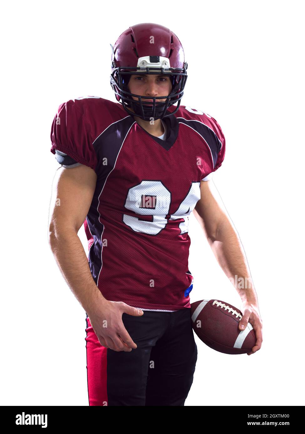 Portrait of a strong muscular American Football Player isolated on ...