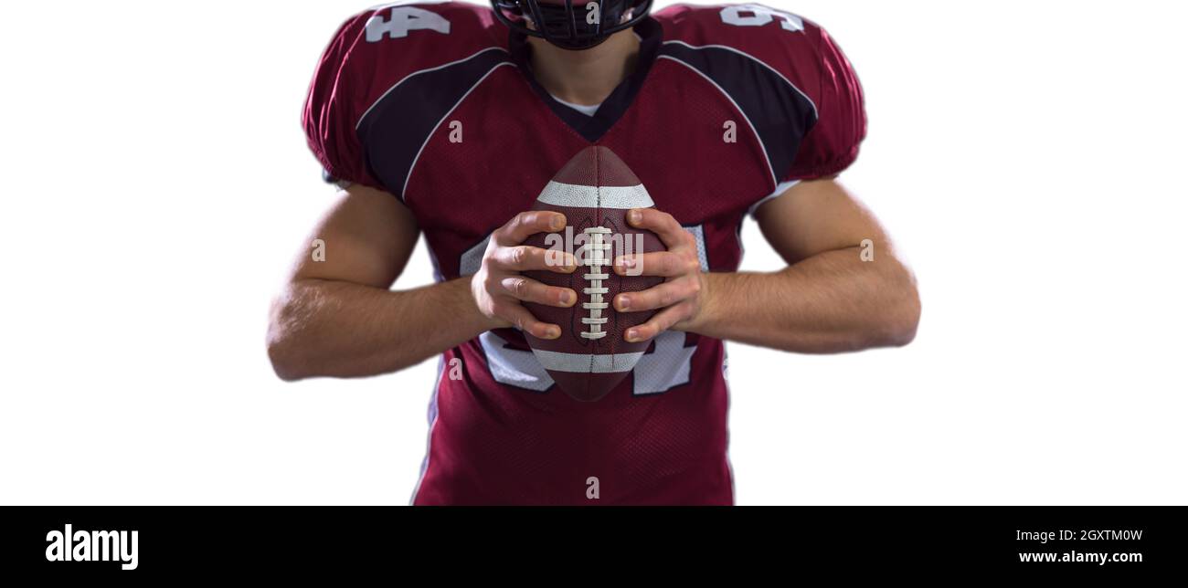 Closeup Portrait of a strong muscular American Football Player isolated ...