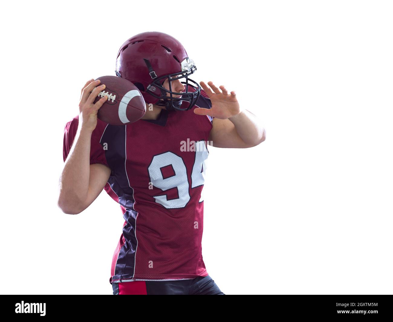 one quarterback american football player throwing ball isolated on ...