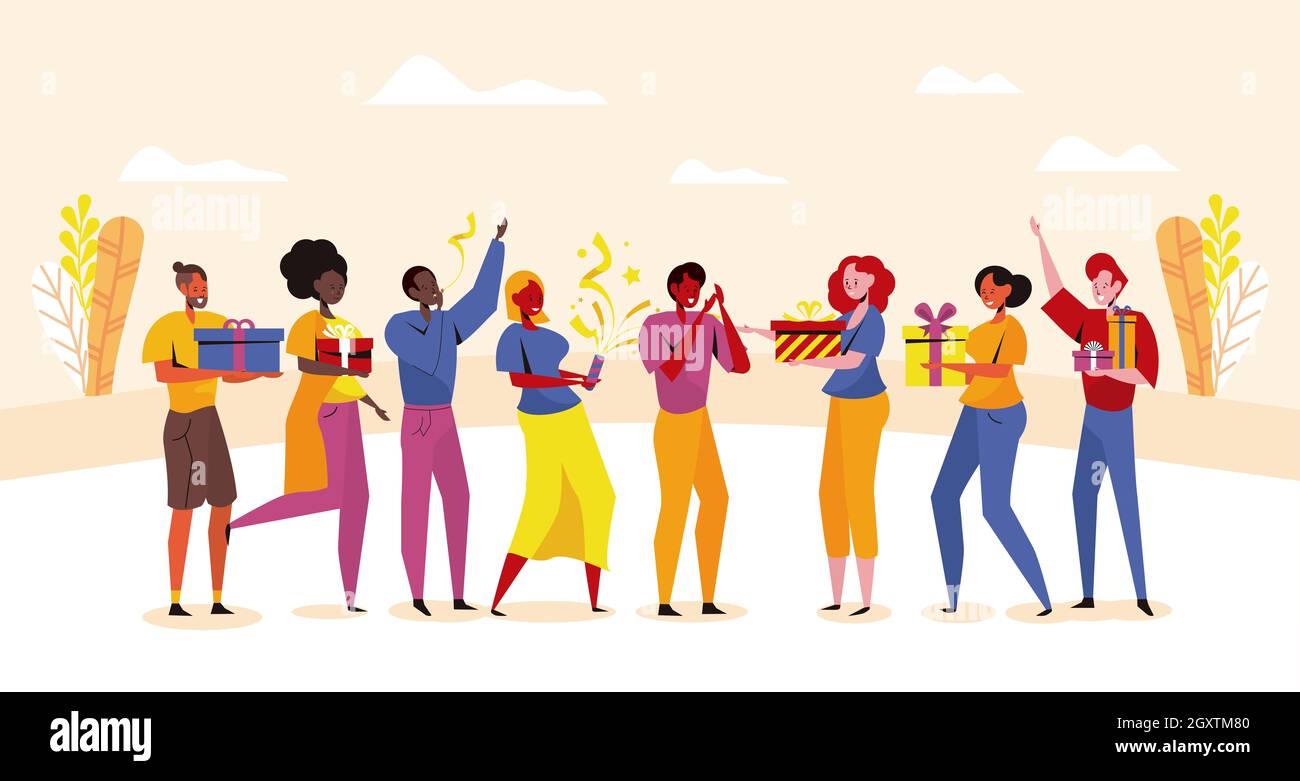Team Celebration Cartoon