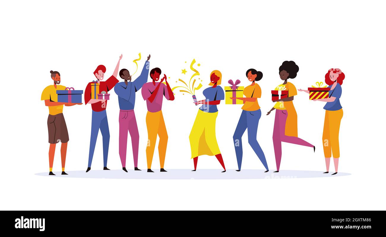 People Celebrating Cartoon