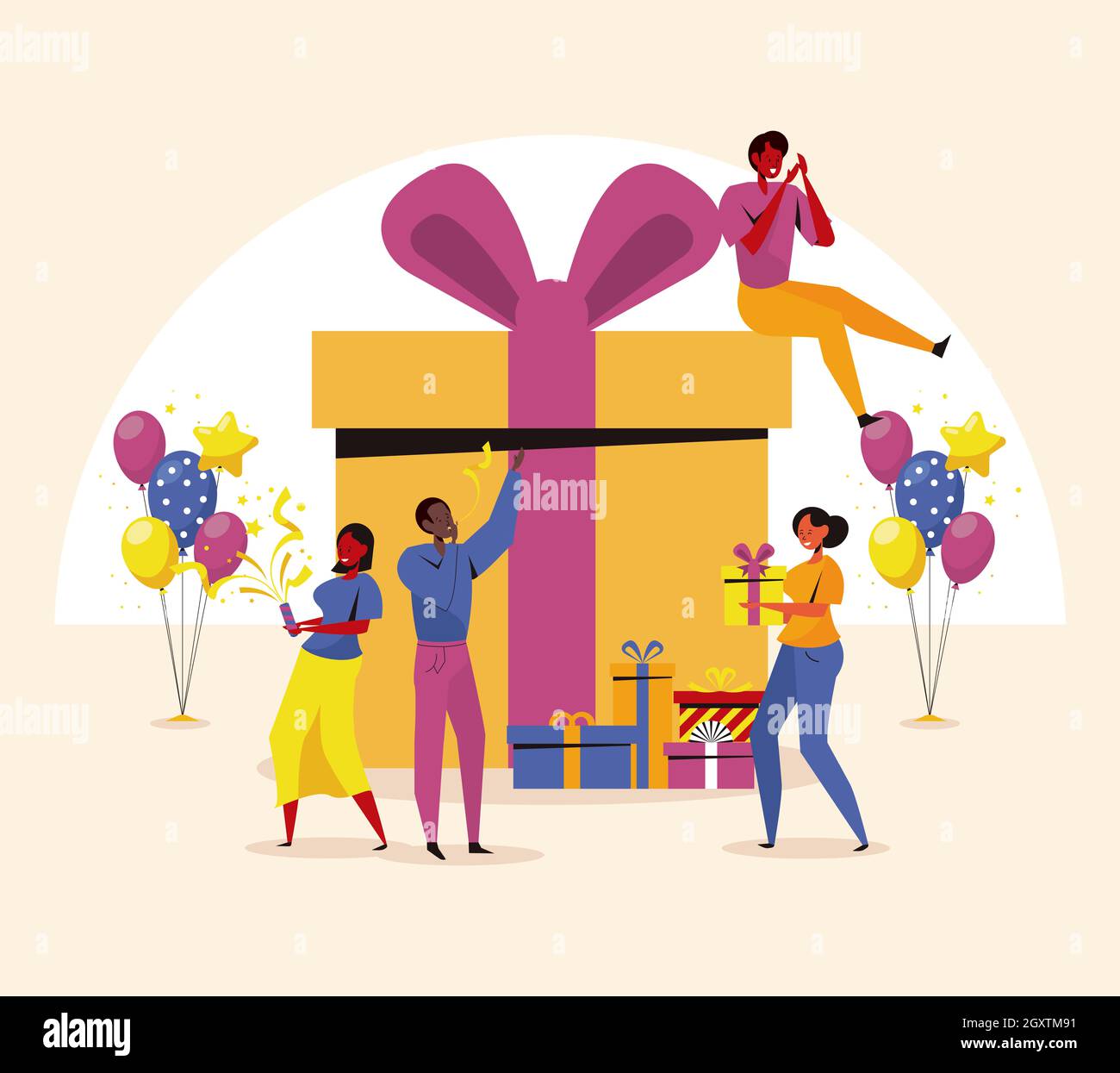 Illustration, cartoon people celebration, concept, background design ...