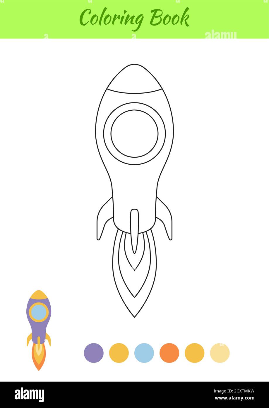 Coloring book rocket for children. Printable worksheet. Educational ...