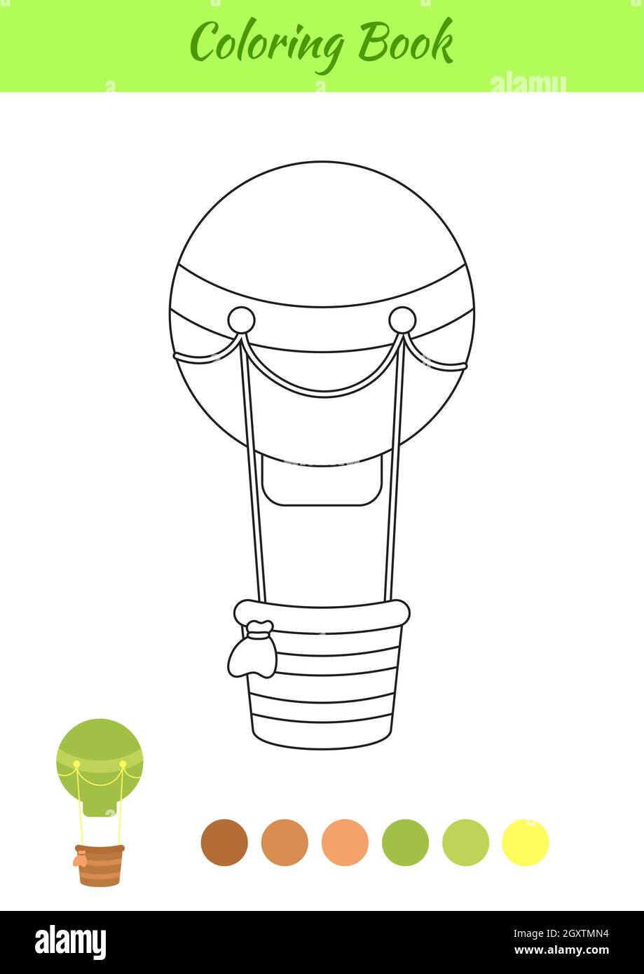 Coloring book hot air balloon for children. Educational activity page ...