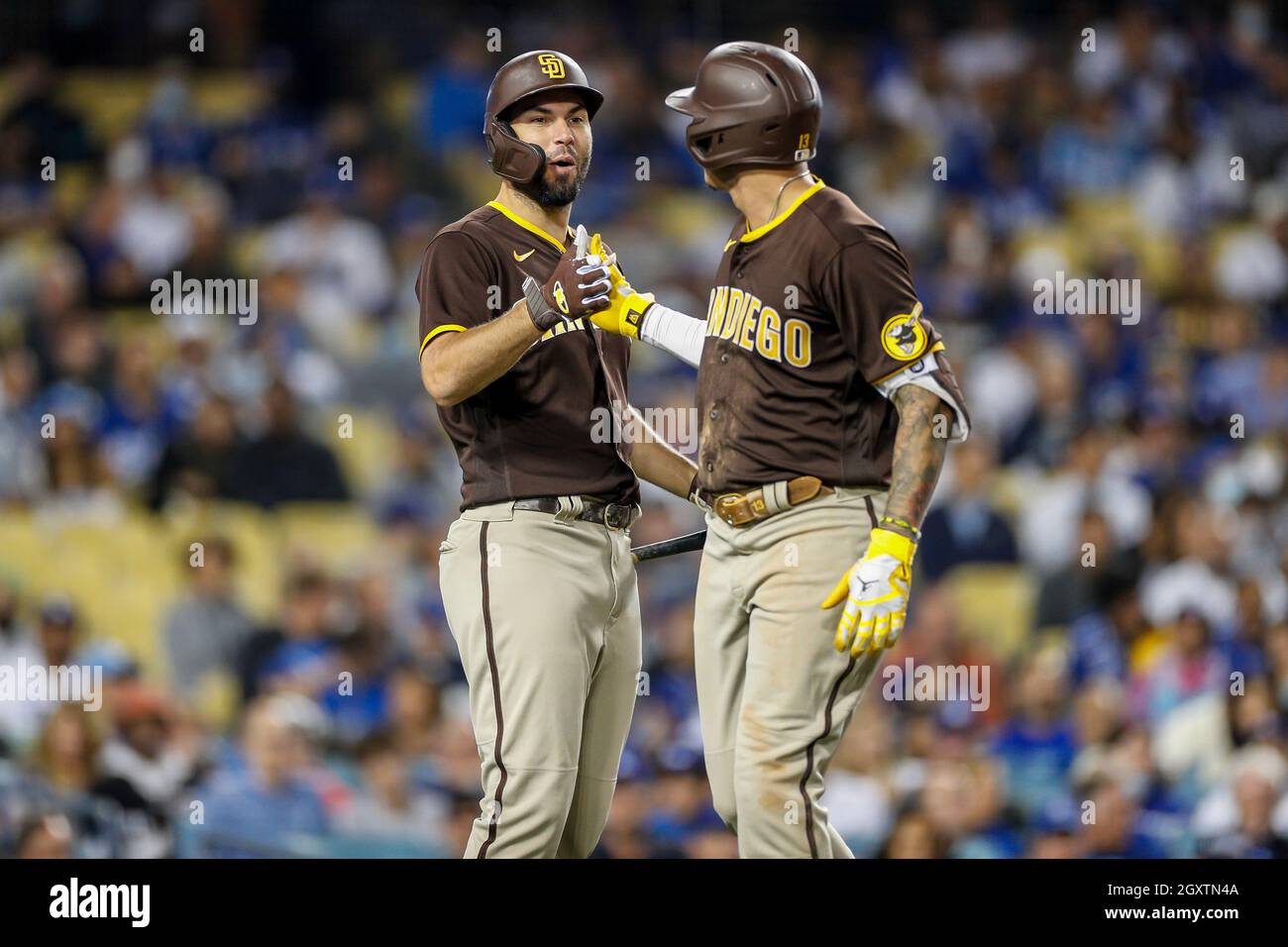 San Diego Padres third baseman Manny Machado (13) hits a home run ...