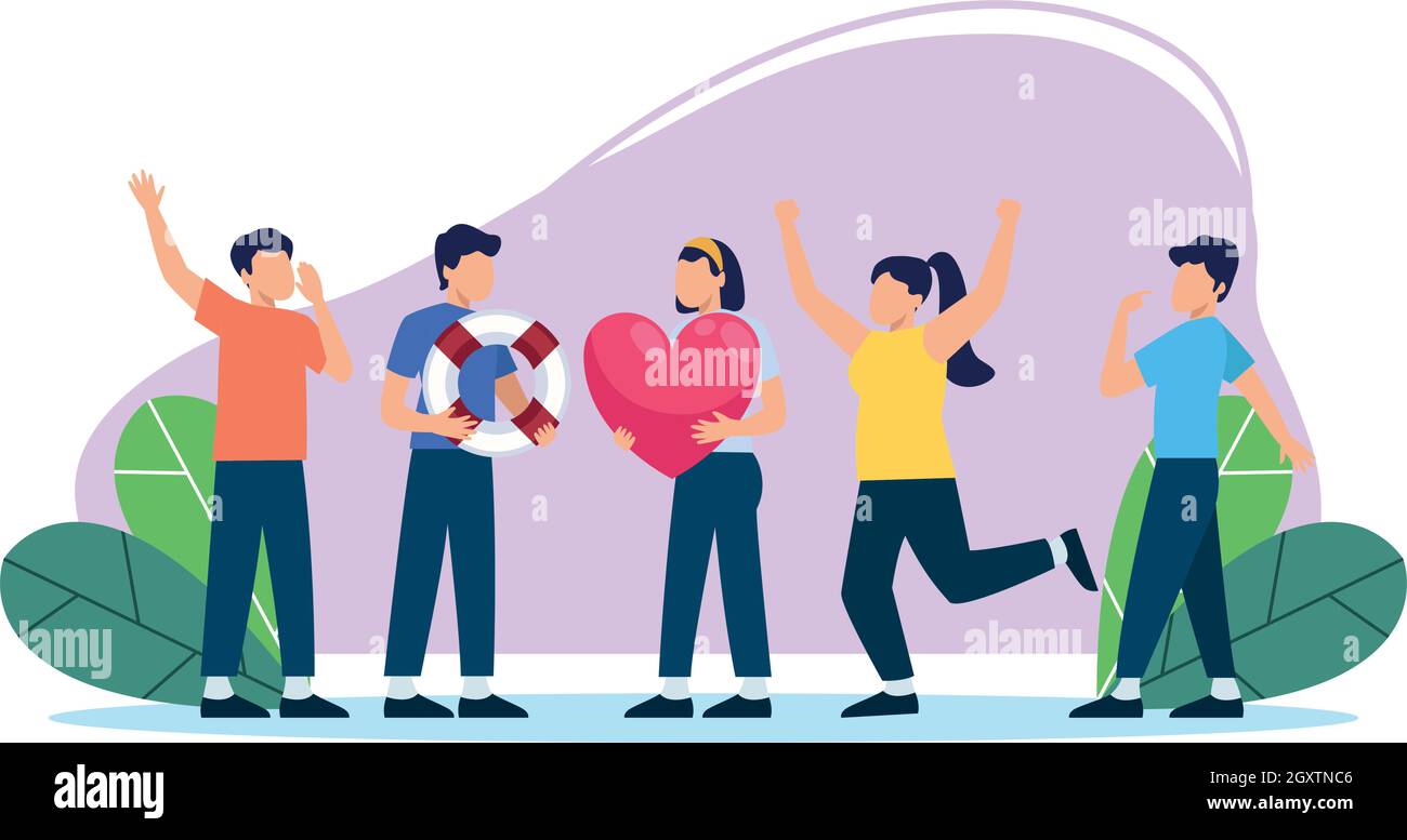 five support persons characters Stock Vector Image & Art - Alamy