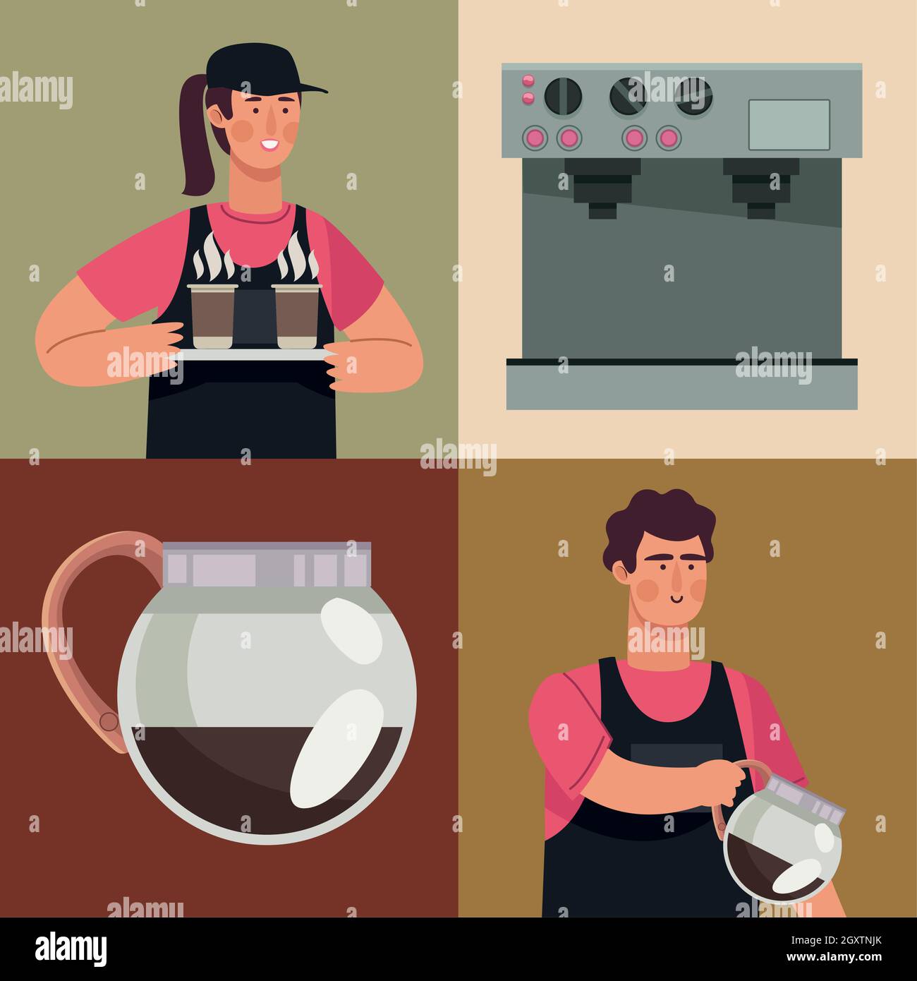 Coffee house machine teapot Stock Vector Images - Alamy