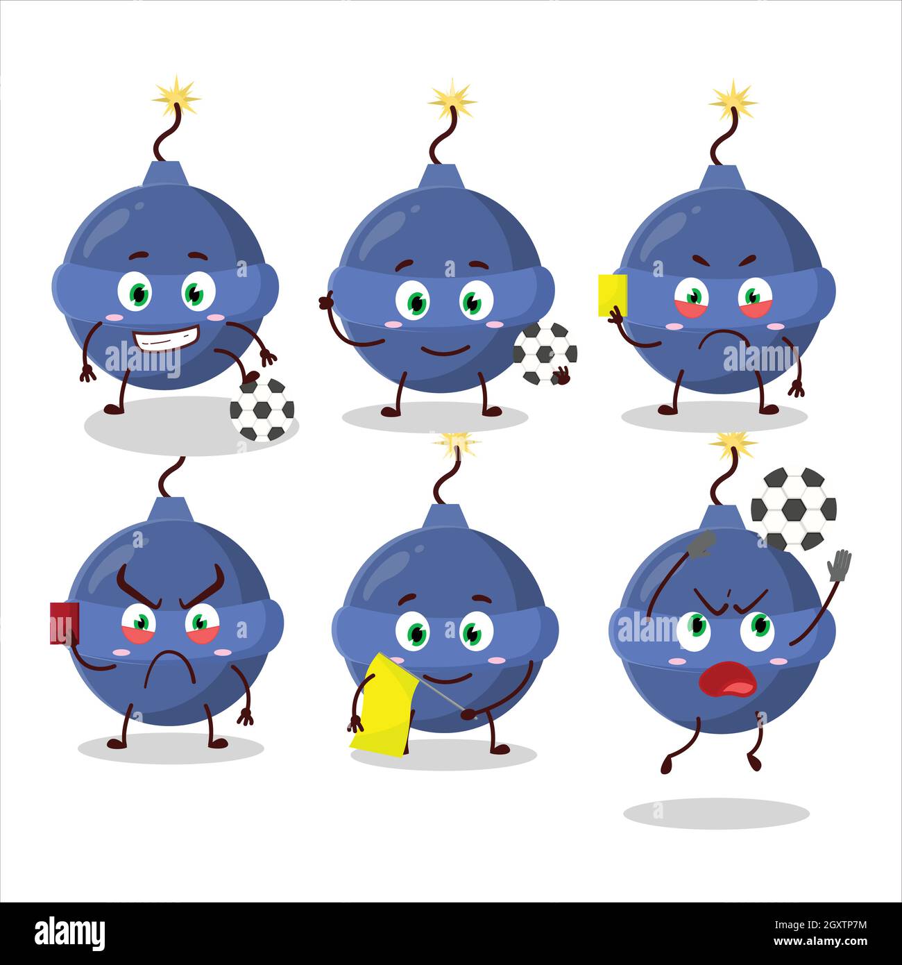 Smoke bomb firework cartoon character working as a Football referee ...