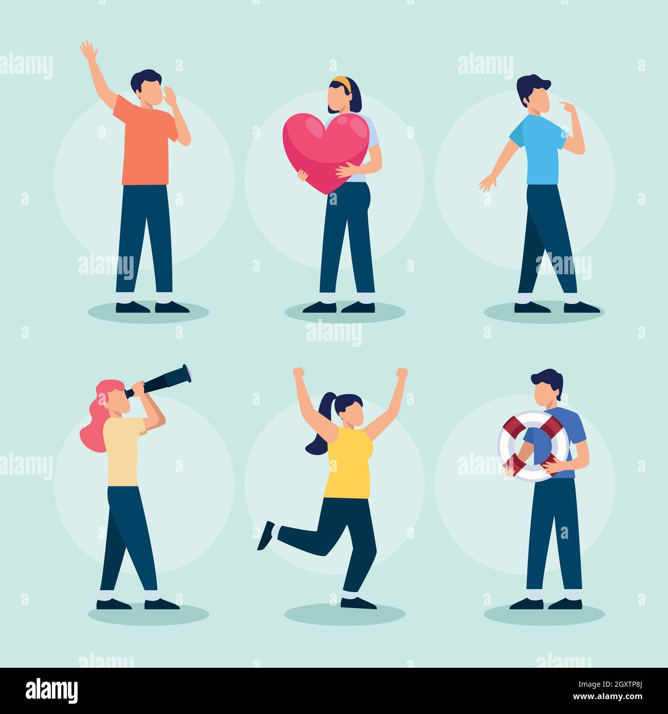 support people six characters Stock Vector Image & Art - Alamy