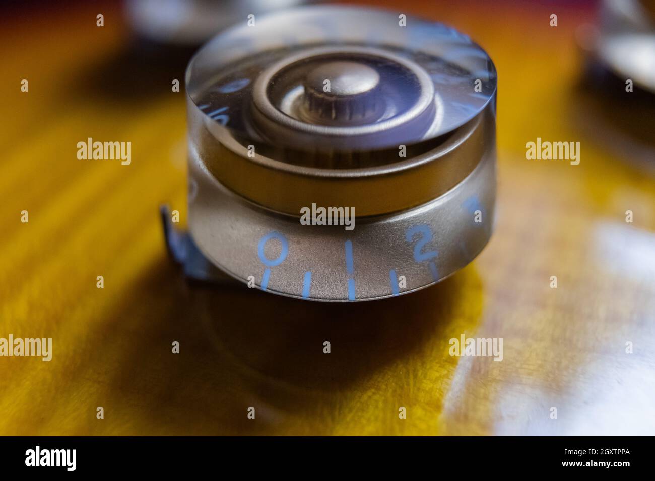 Volume or tone control of classic yellow electric guitar Stock Photo ...