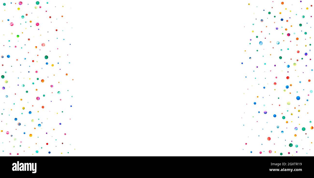 Watercolor confetti on white background. Adorable rainbow colored dots ...