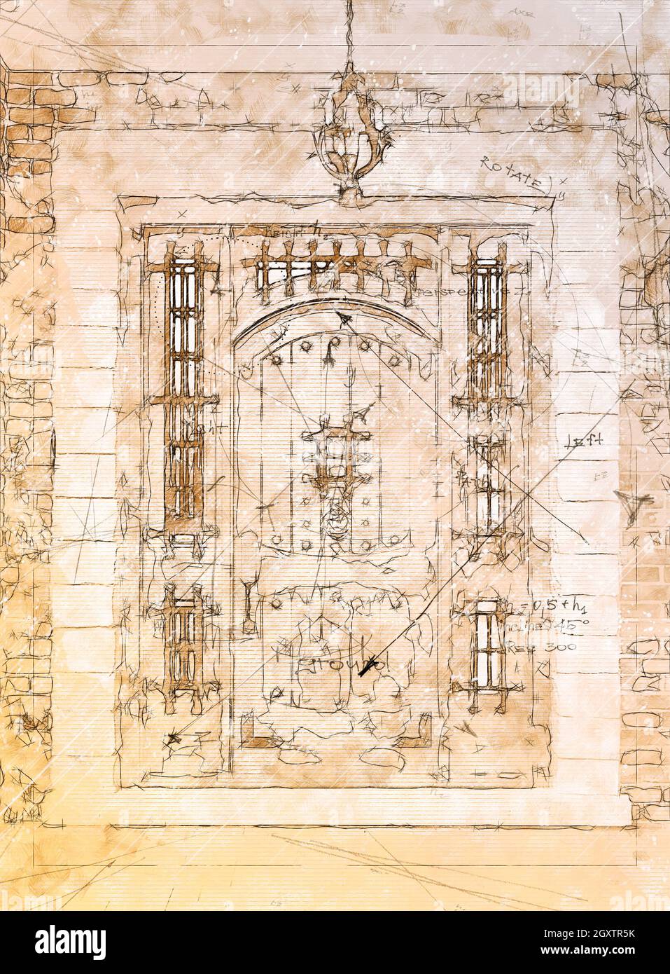 Artist Rendering Sketch of Beautiful Luxury Residential Front Door ...