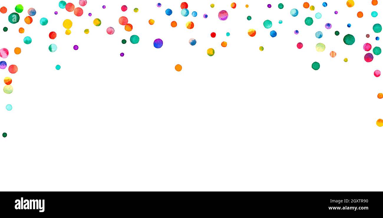 Watercolor confetti on white background. Adorable rainbow colored dots ...