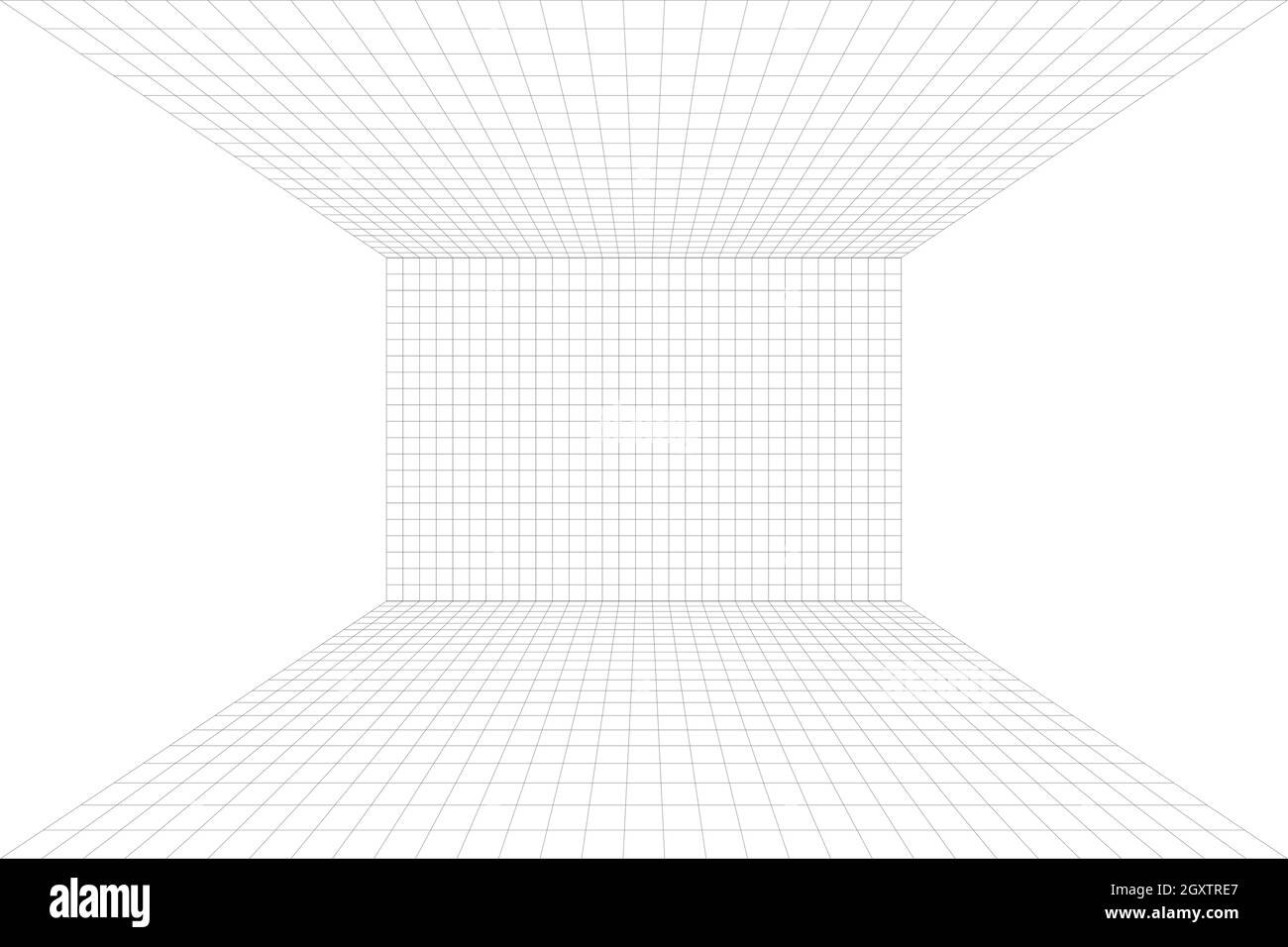 Grid perspective white room with gray wireframe background. Digital ...