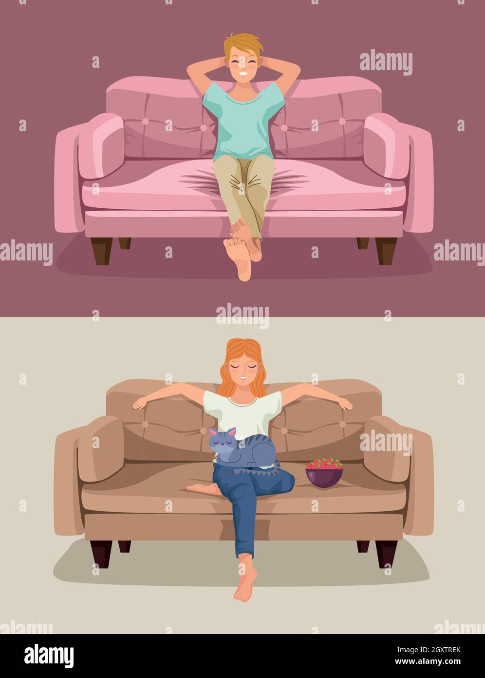 Two young male adults Stock Vector Images - Alamy