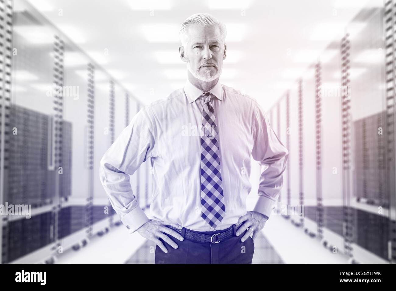 Portrait of senior businessman in big rack server room Stock Photo - Alamy