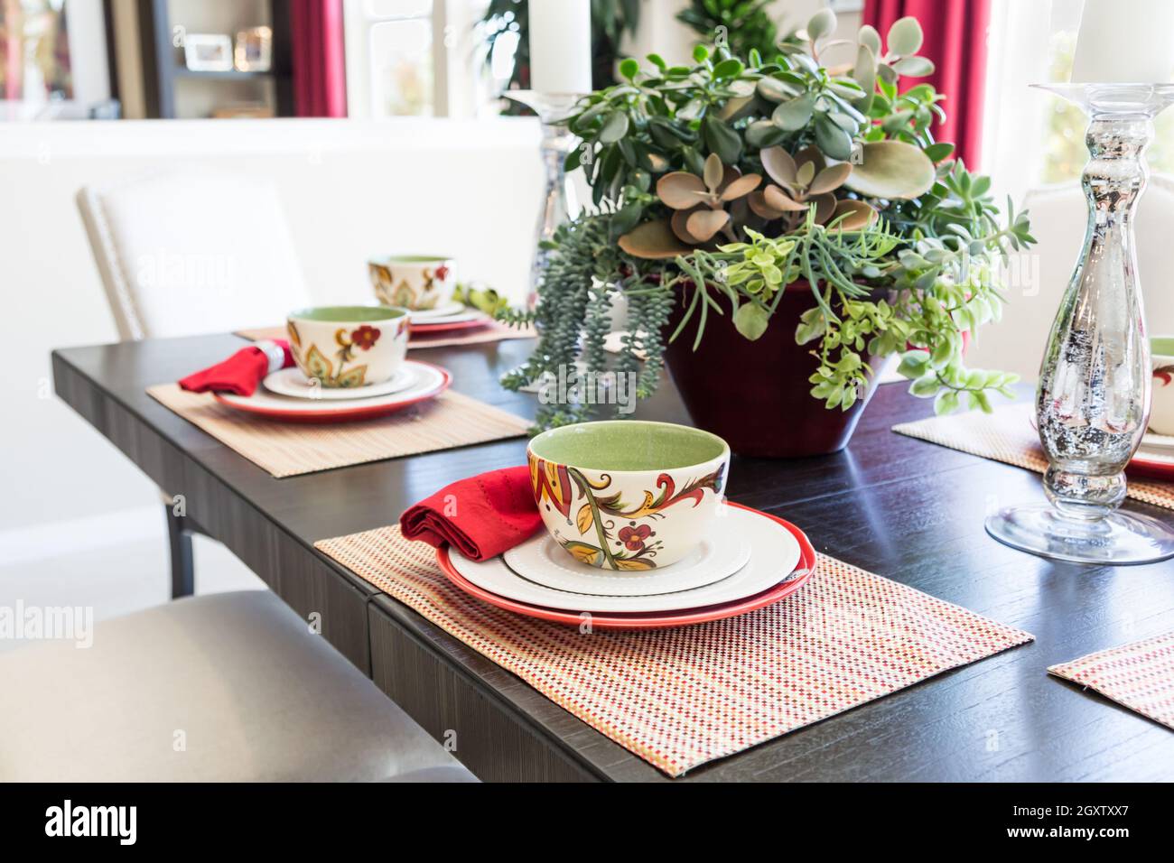 Abstract of Dining Table with Place Settings Stock Photo - Alamy