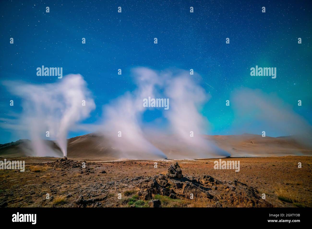 Iceland, nature landscape at night with aurora Stock Photo - Alamy