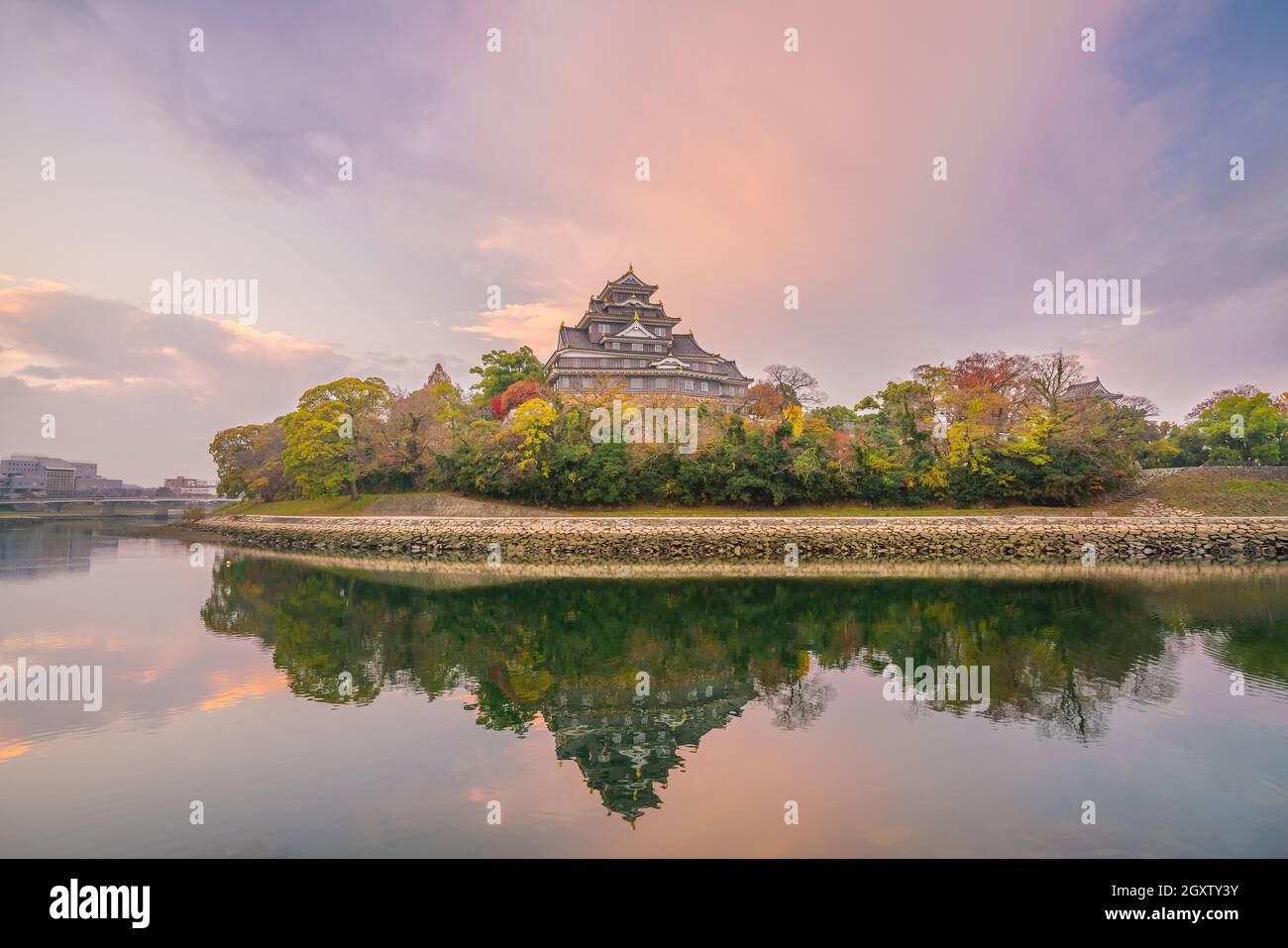 Okayama castle in autumn season in Okayama city, Japan at sunset Stock ...