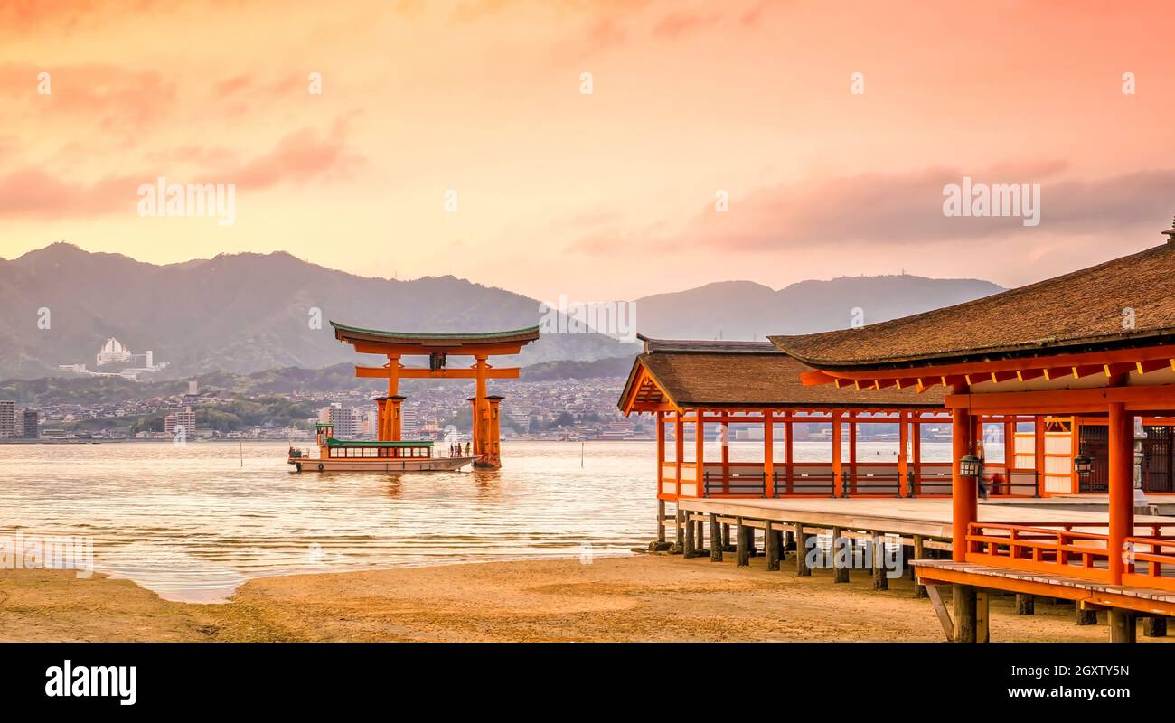 Miyajima Island, The famous Floating Torii gate in Japan Stock Photo ...