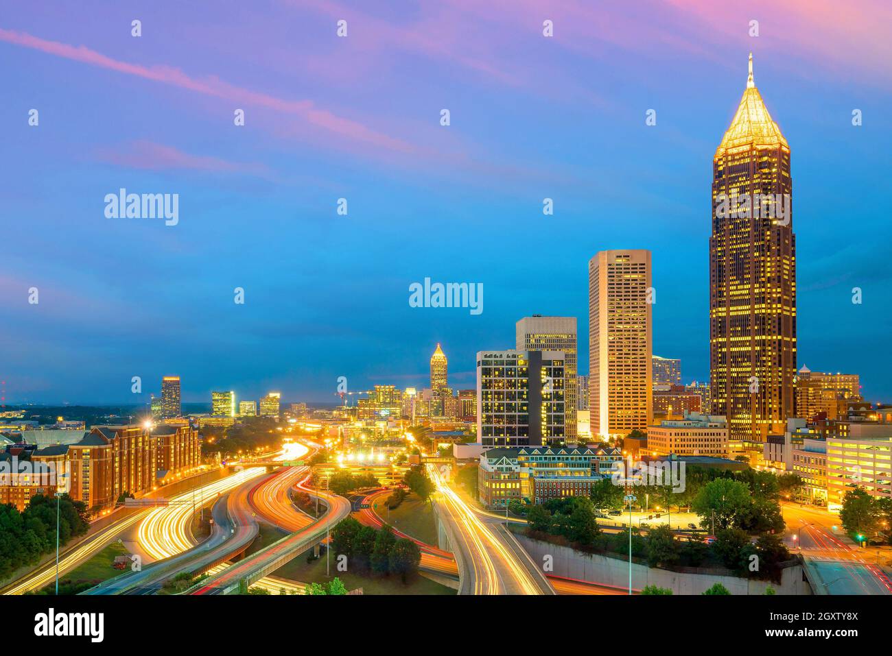 Aerial downtown atlanta georgia night hi-res stock photography and ...