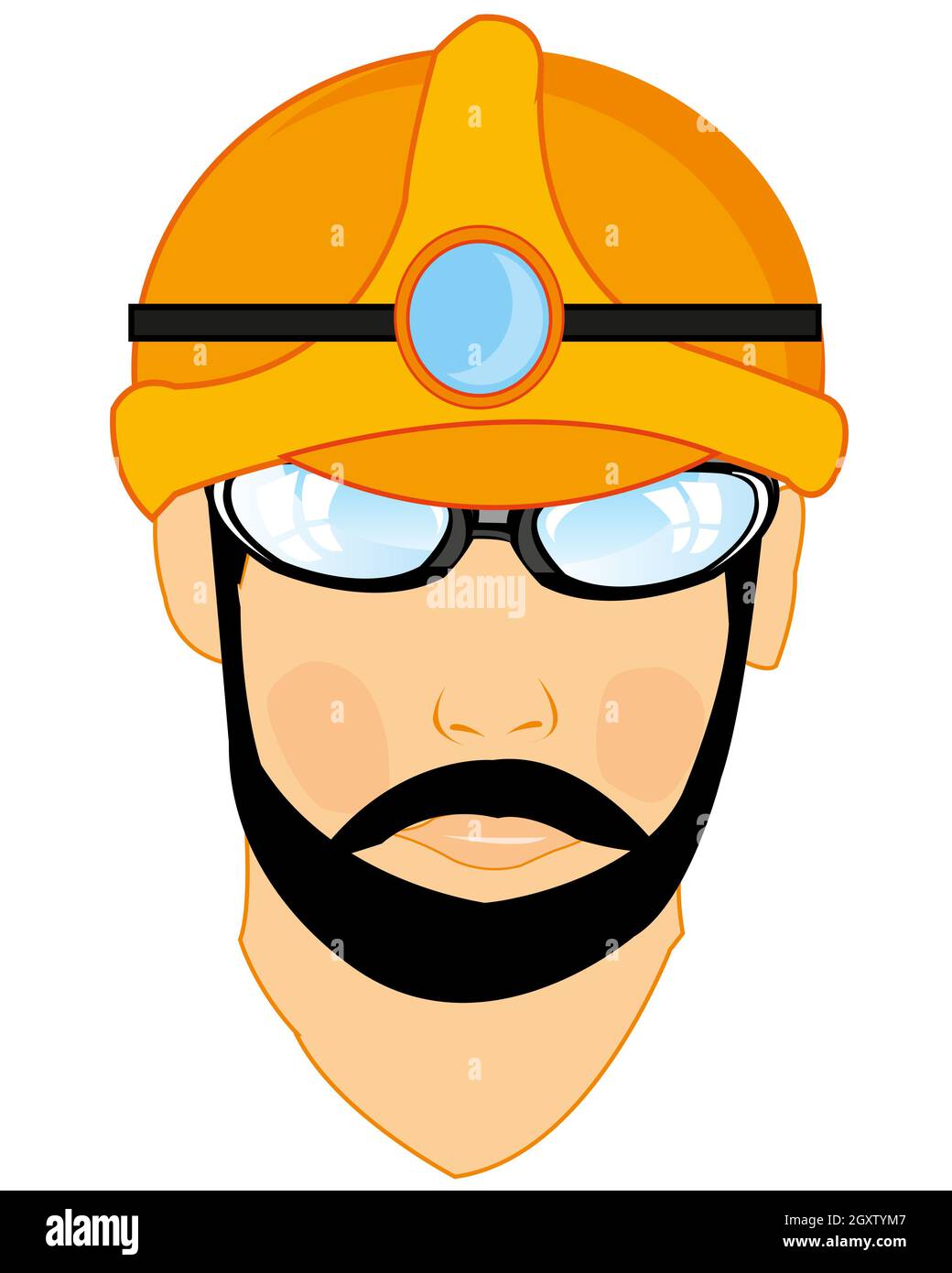 Vector illustration of the portrait of the person men miner in helmet ...