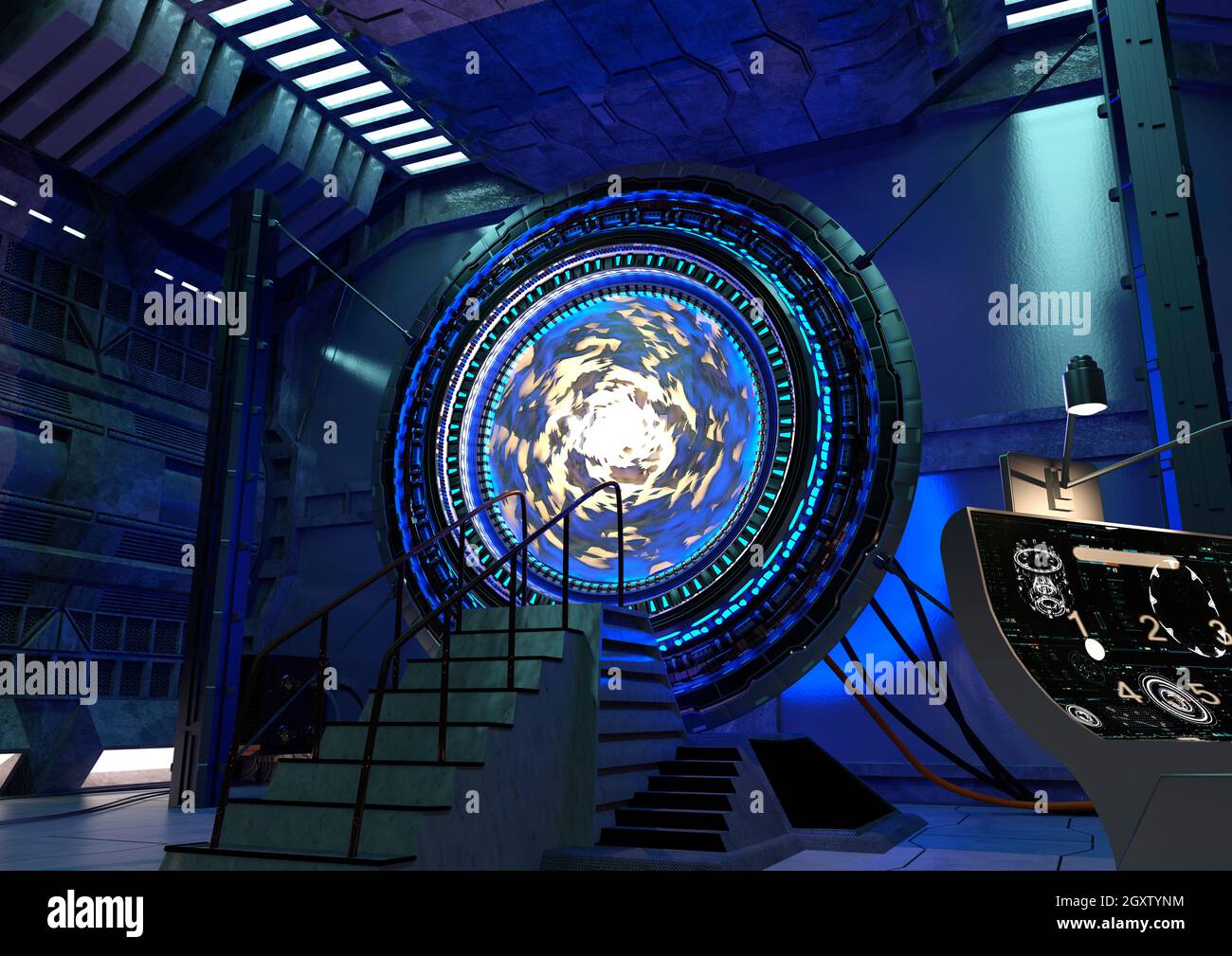 3D rendering of a science fiction teleportation room Stock Photo - Alamy
