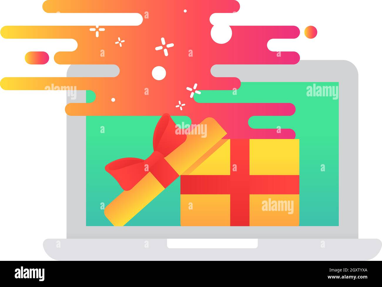 Gift box on laptop Stock Vector Images - Alamy