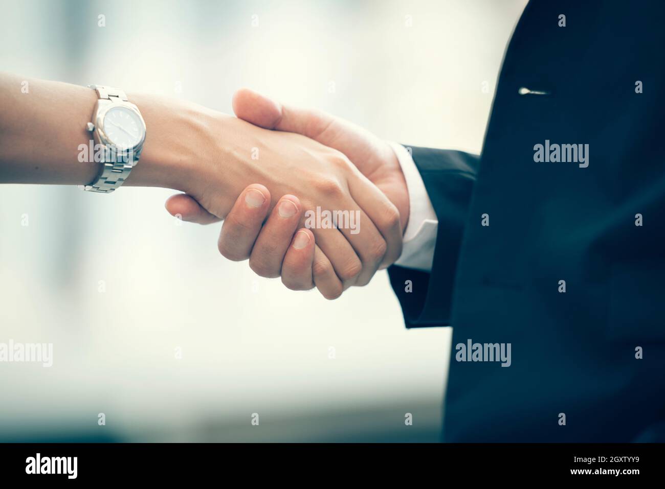 Handshake partnership deal meeting concept. Successful businessmen ...