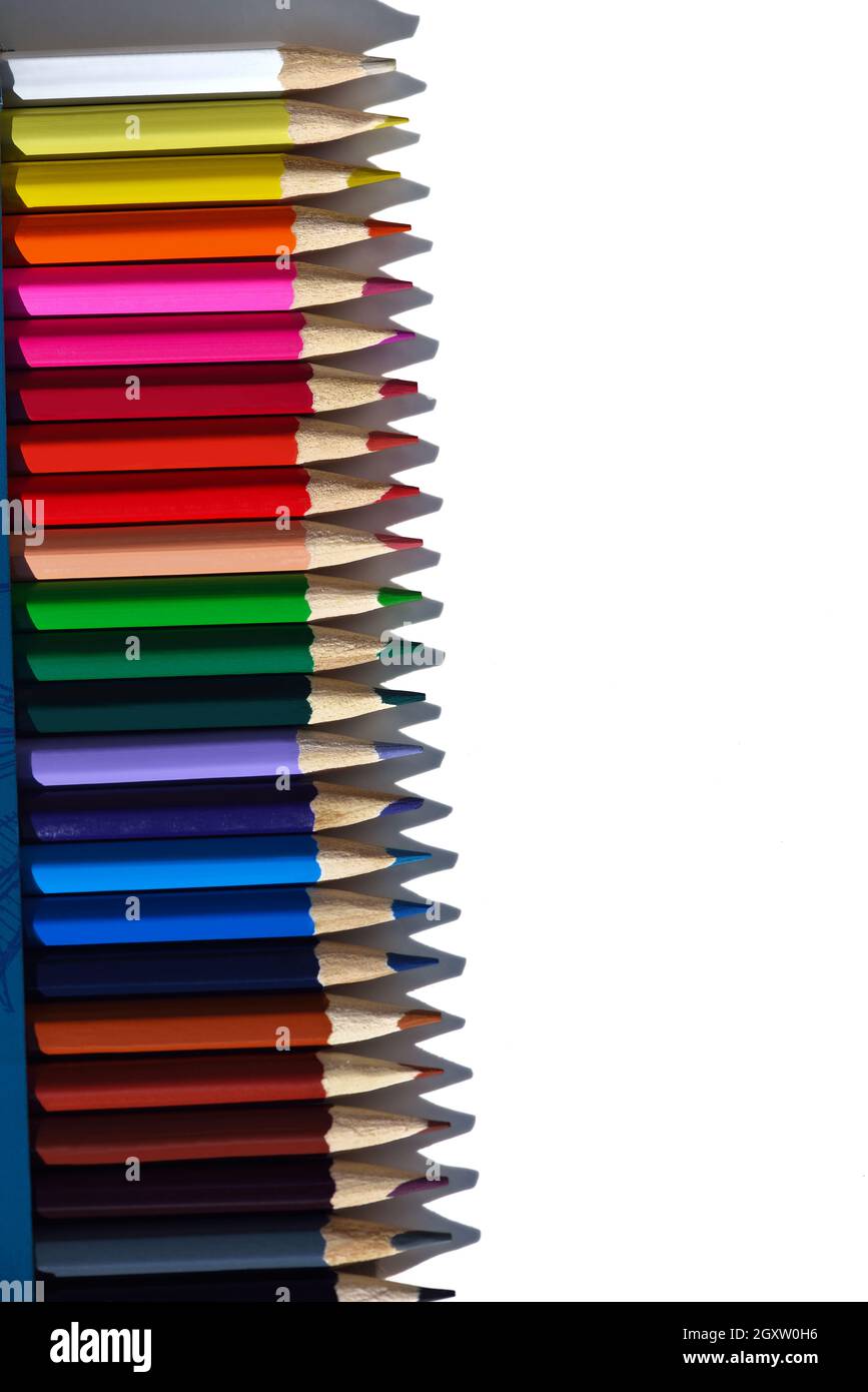 children education concept with colorful wooden pen isolated on white ...