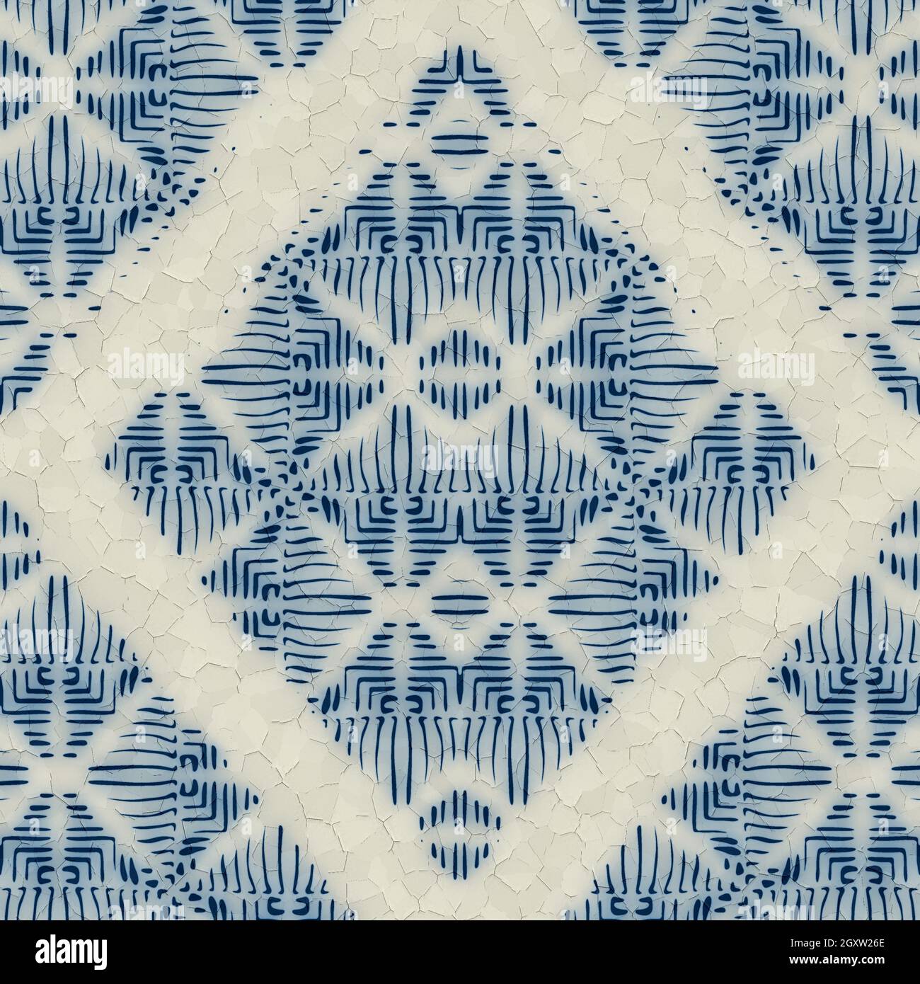 Seamless blue and white ceramic tile ornate damask pattern for surface ...
